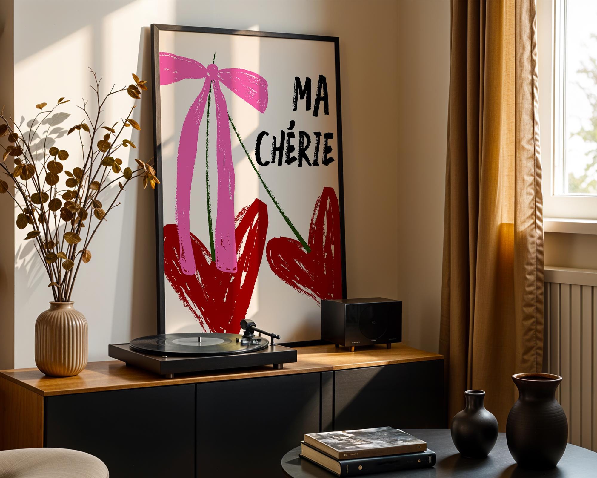 Ma Chérie Cherry Poster Digital Print, Trendy Wall Art, Retro Wall Art ...