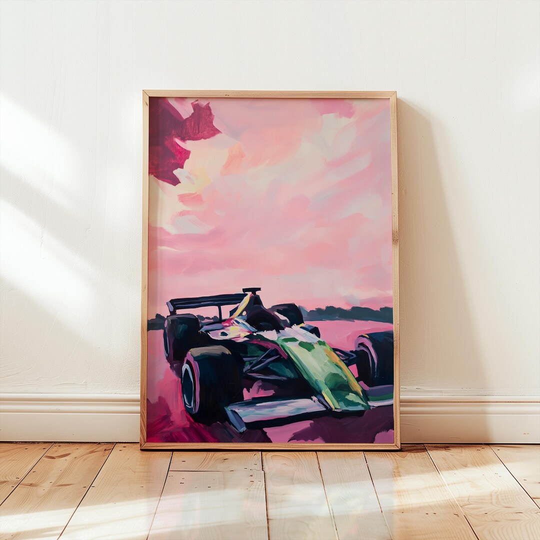 Formula 1 Pink Girls Oil Painting Digital Print, F1 Wall Art, Wall ...