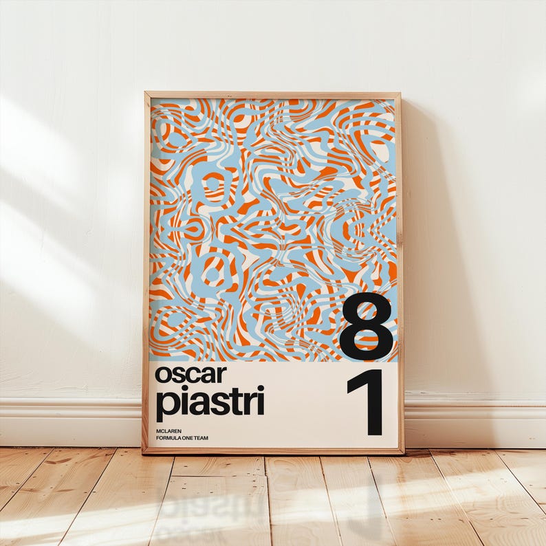 Wavy Oscar Piastri Mclaren F1 Team Digital Print, Abstract Formula 1 ...
