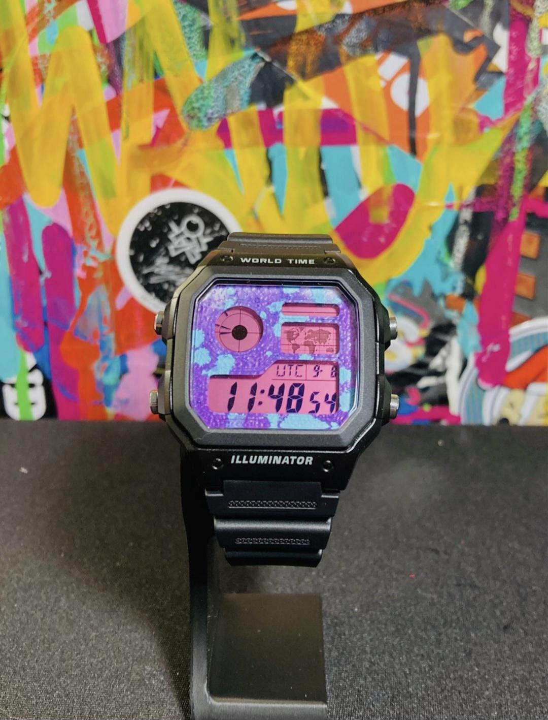 Custom Painted Casio World Time Watch "bubble Gumps" - Etsy