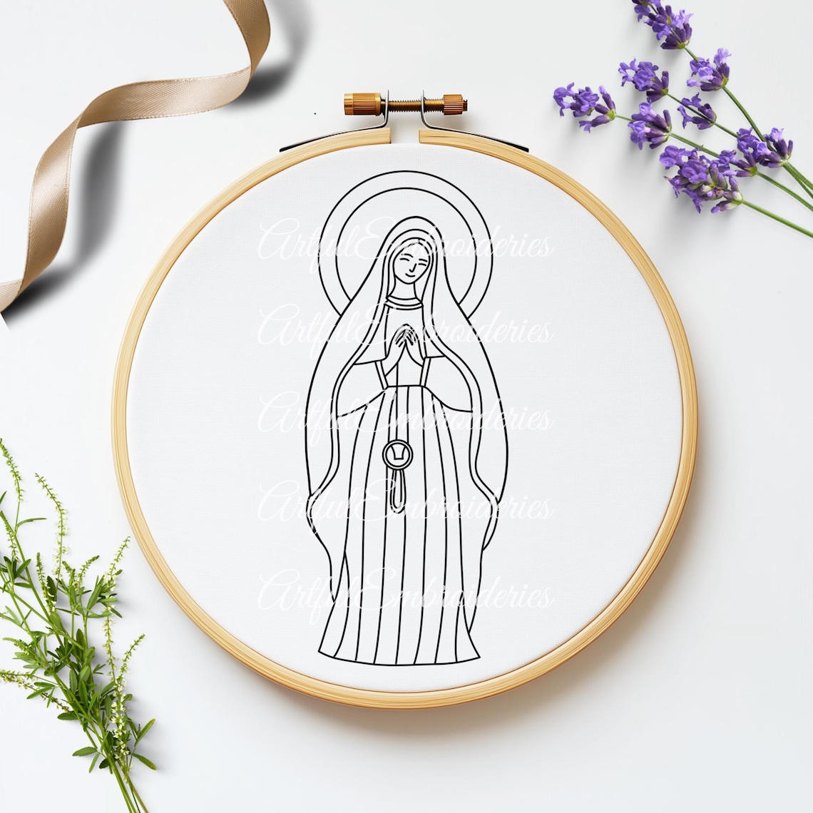 Virgin Mary Embroidery Pattern: DIY Church Decoration (PDF Download) - Etsy