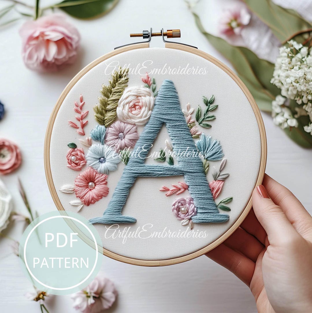 Floral and Letter "a" Pattern, PDF Files, Downloadable, Digital ...