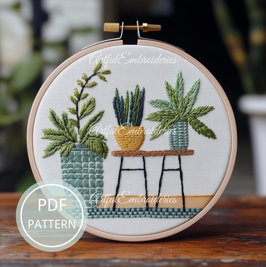 Potted Plants Pattern, PDF Files, Downloadable, Digital Download ...