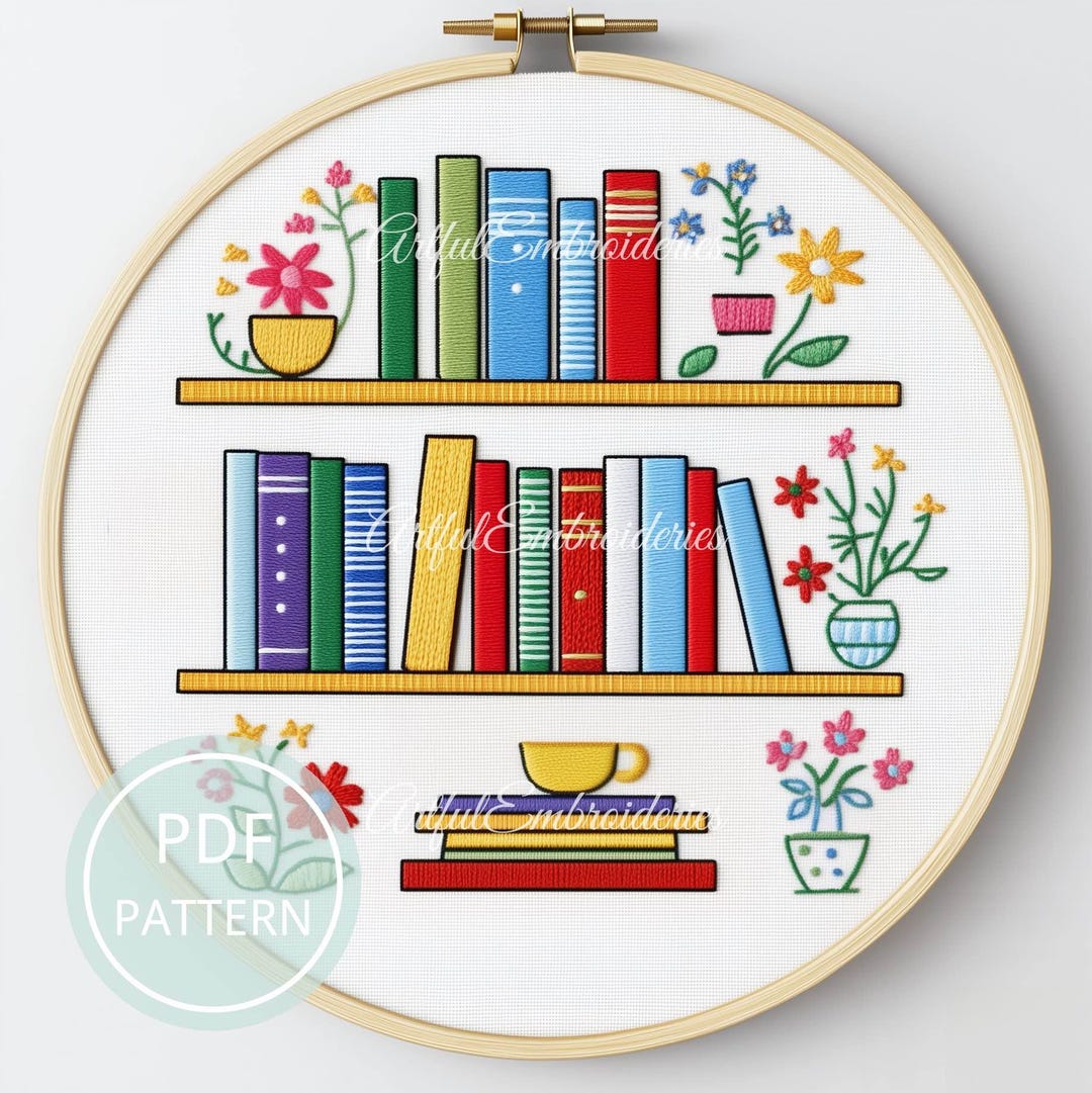 Bookshelf, Files, Downloadable, Digital Download, Embroidery Designs ...