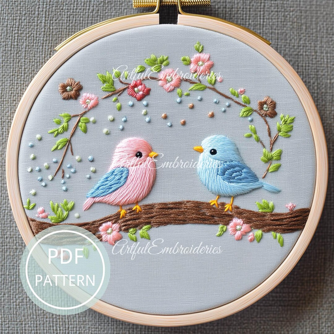 Two Cute Little Birds Pattern, PDF Files, Downloadable, Digital ...