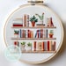 Bookshelf Embroidery Pattern: Books & Plants Design (PDF Pattern) - Etsy