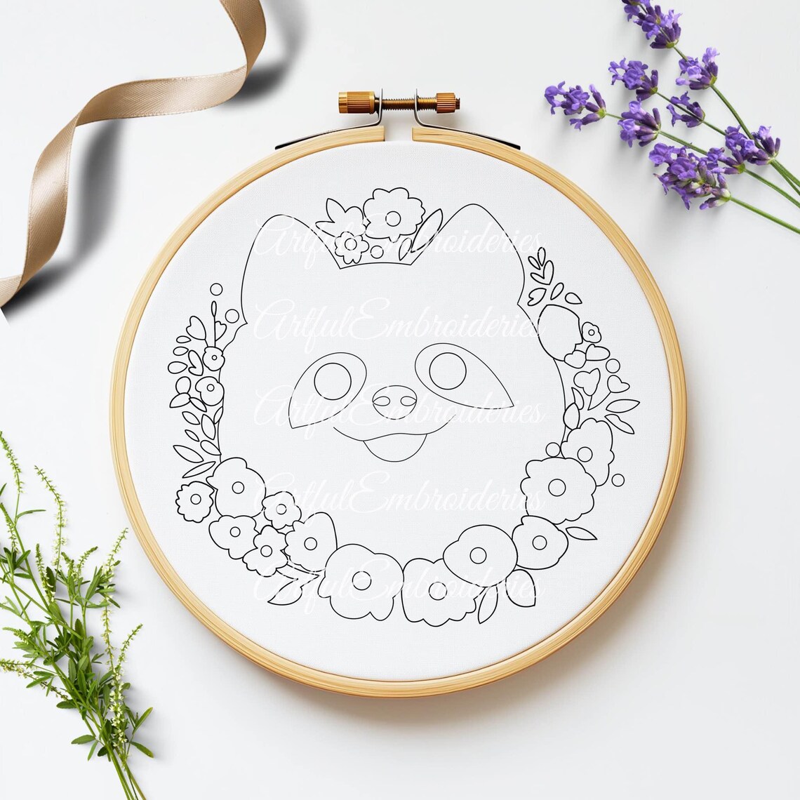 Pomeranian Dog Embroidery Pattern: Floral Pet Design (PDF) - Etsy
