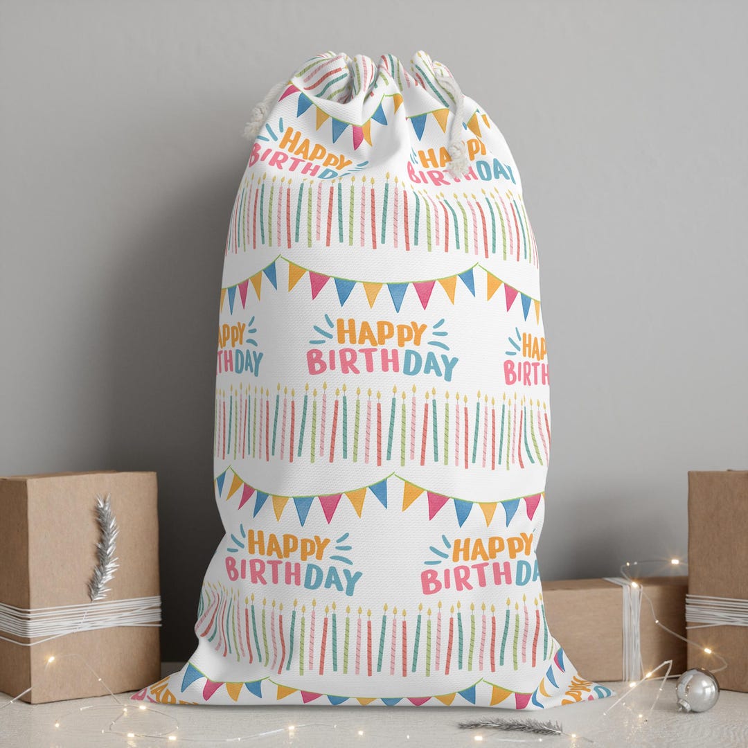 Birthday Gift Sack, Celebration Bag With Candles and Decor, Gift ...