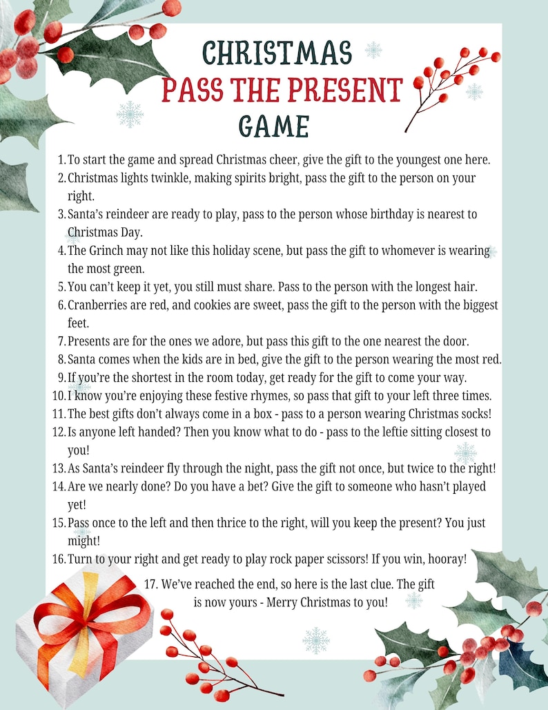 Christmas Pass the Present Game! Fun for Large or Small Groups ...