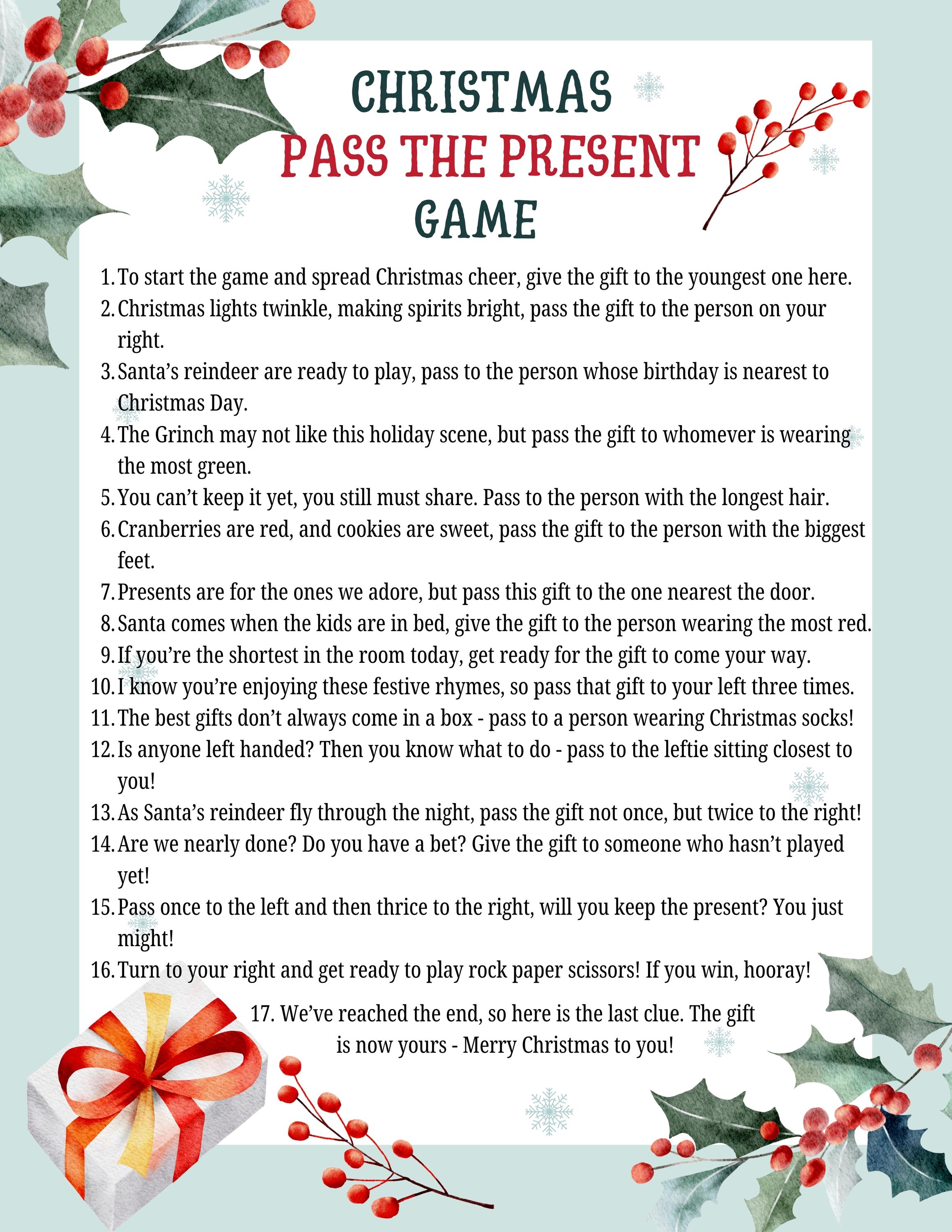Christmas Pass the Present Game! Fun for Large or Small Groups ...