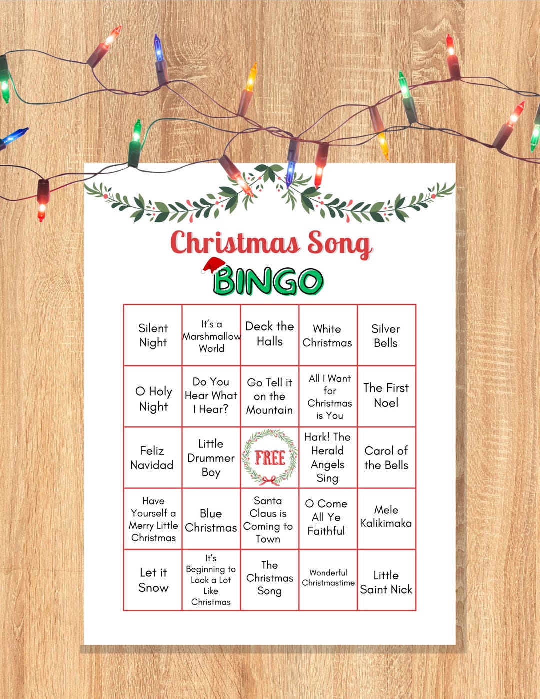 Christmas Music Bingo Cards Digital Download - Etsy