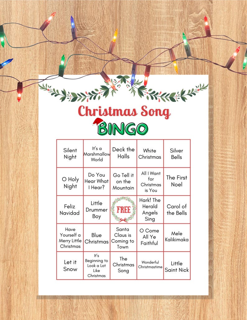 Christmas Music Bingo Cards Digital Download - Etsy