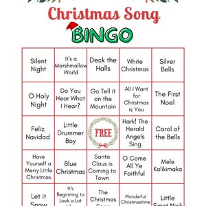 Christmas Music Bingo Cards Digital Download - Etsy