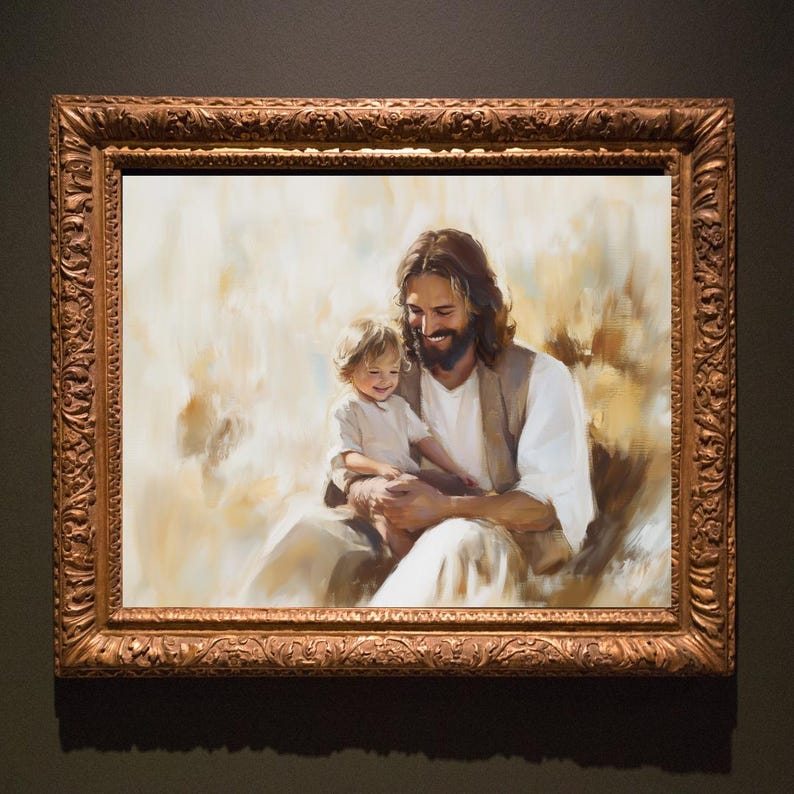 Christ Holding Baby Painting | Jesus and Baby Wall Art | Jesus & Child ...