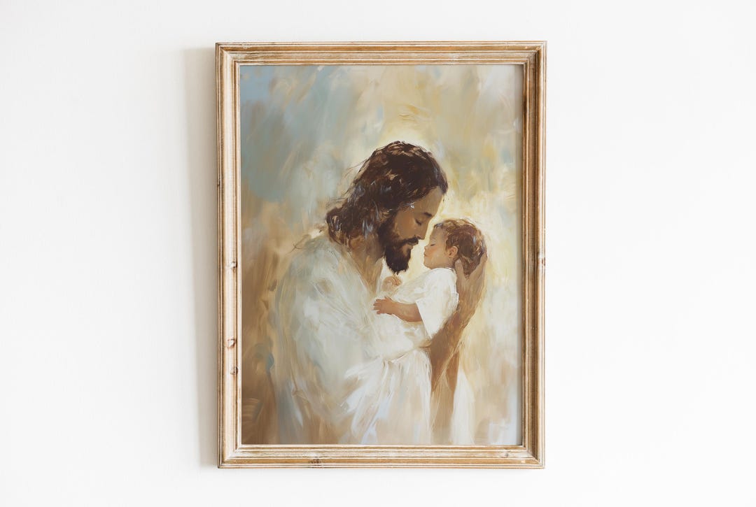 Christ Holding Baby Painting | Jesus and Baby Wall Art | Jesus & Child ...