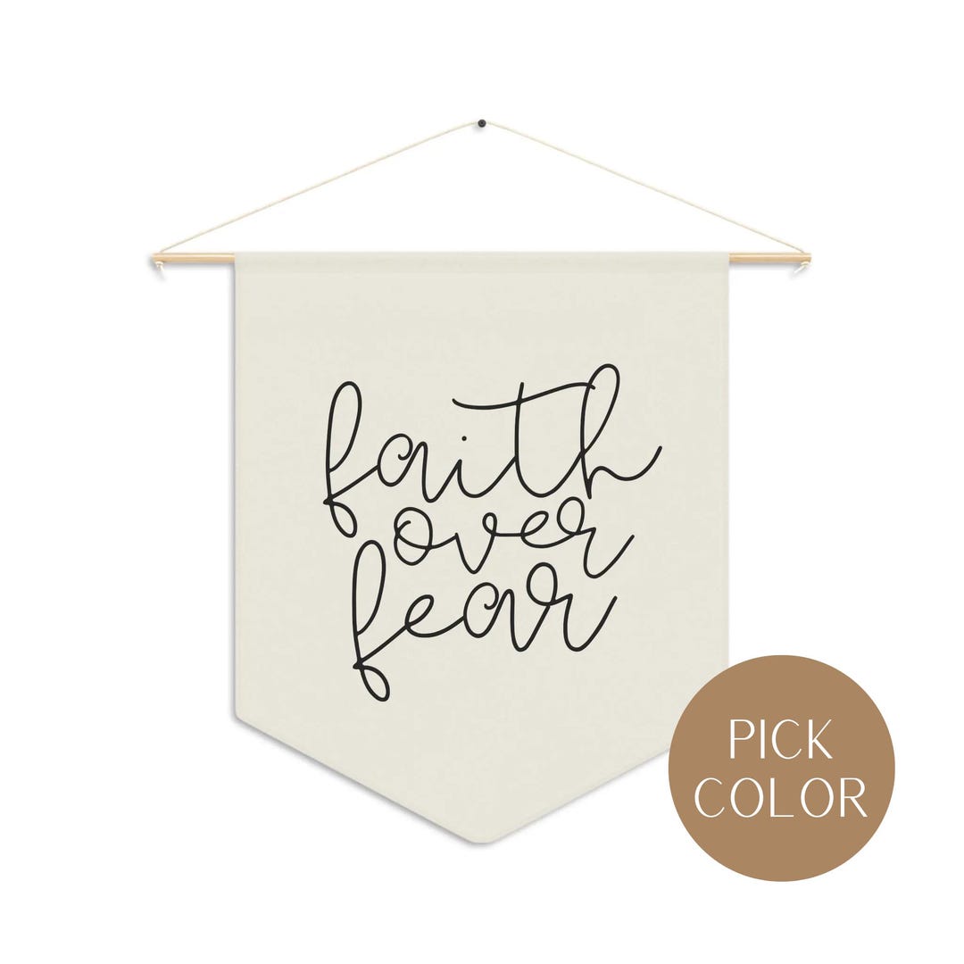 Faith Over Fear Wall Hanging - Christian Banner - Bible Verse Decor ...