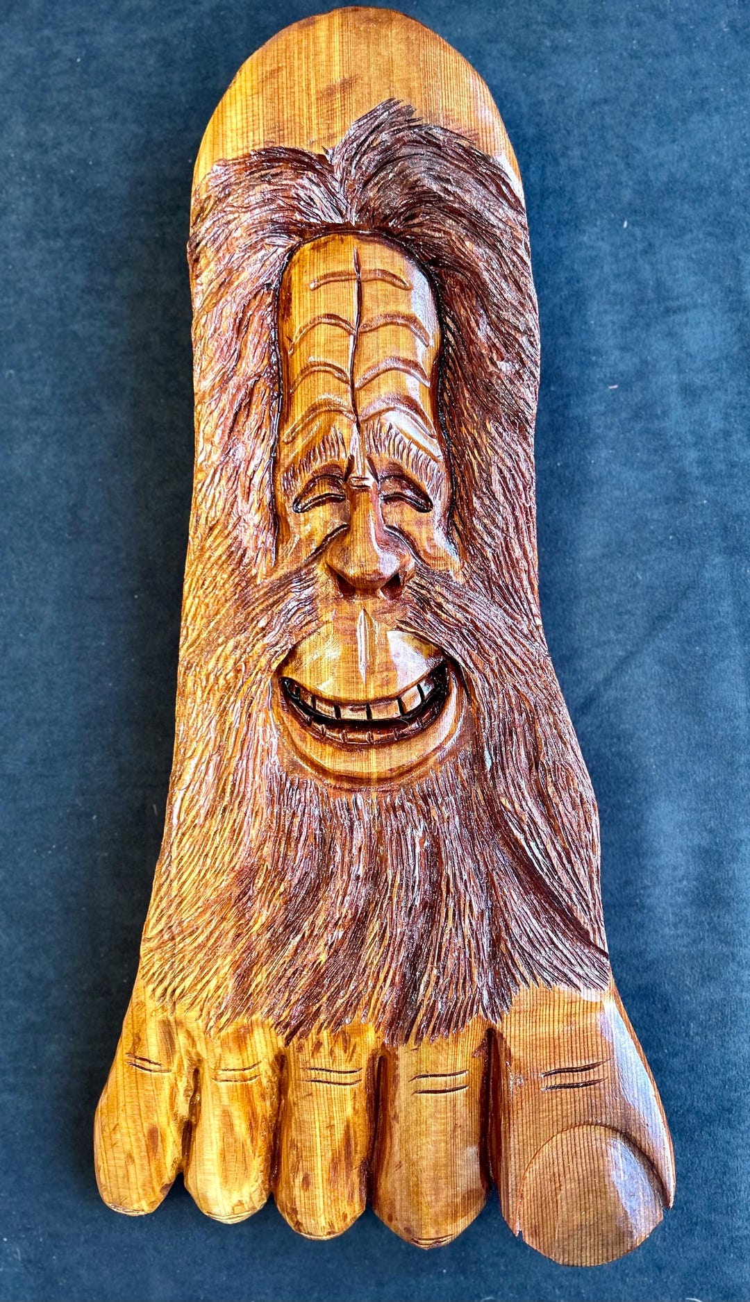 Sasquatch Foot With Face Carved From Cedar - Etsy