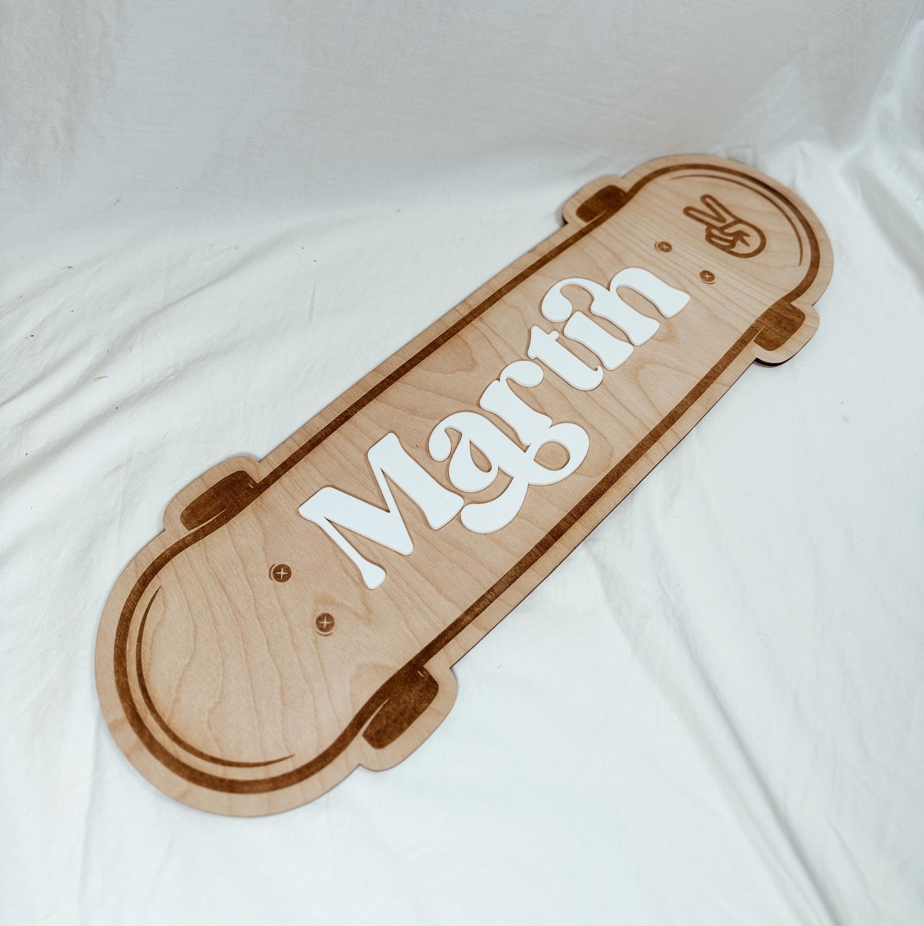 Skateboard Name Sign, 3D Custom Wooden Name, Skateboarding Room Decor ...