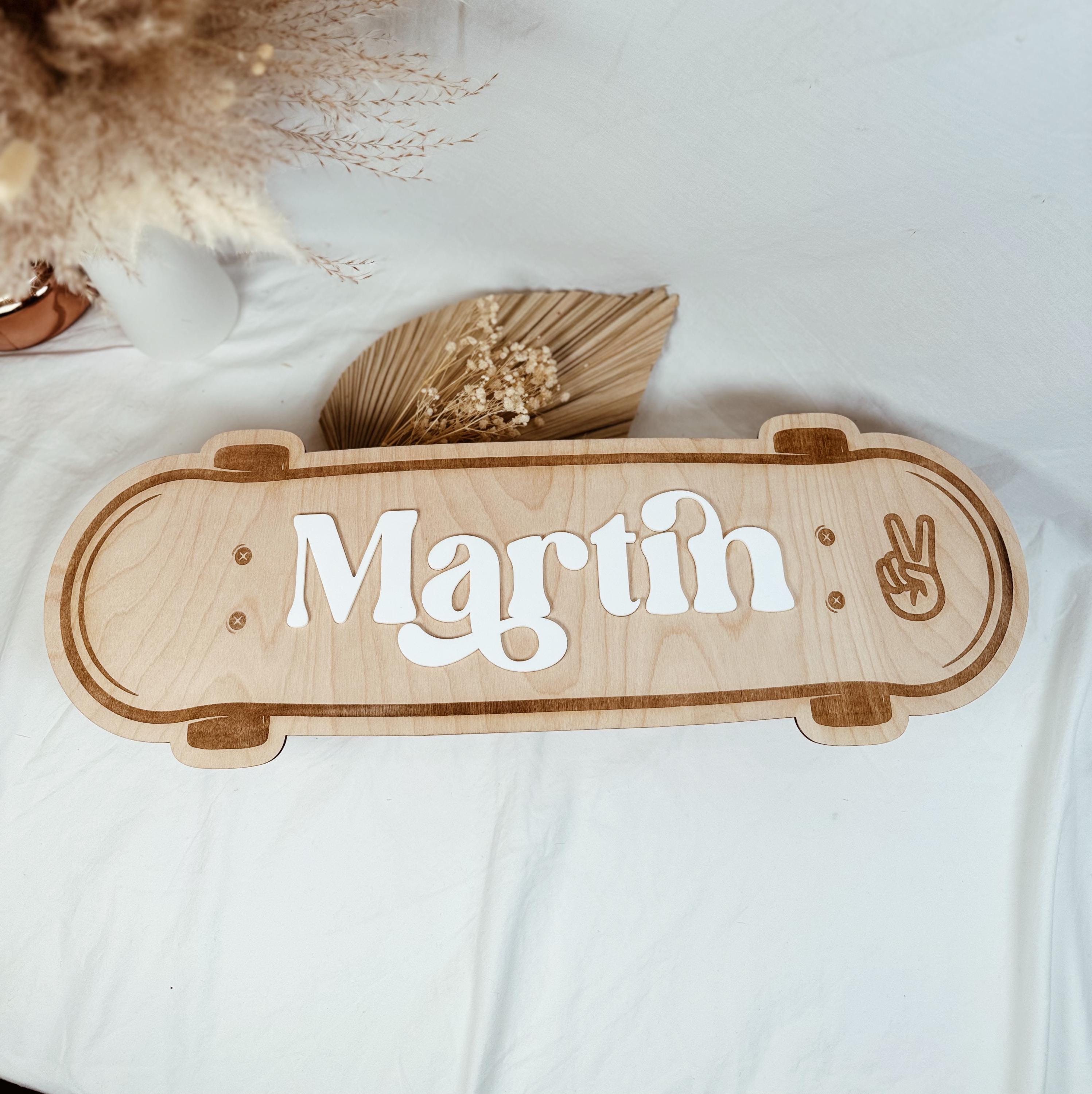 Skateboard Name Sign, 3D Custom Wooden Name, Skateboarding Room Decor ...