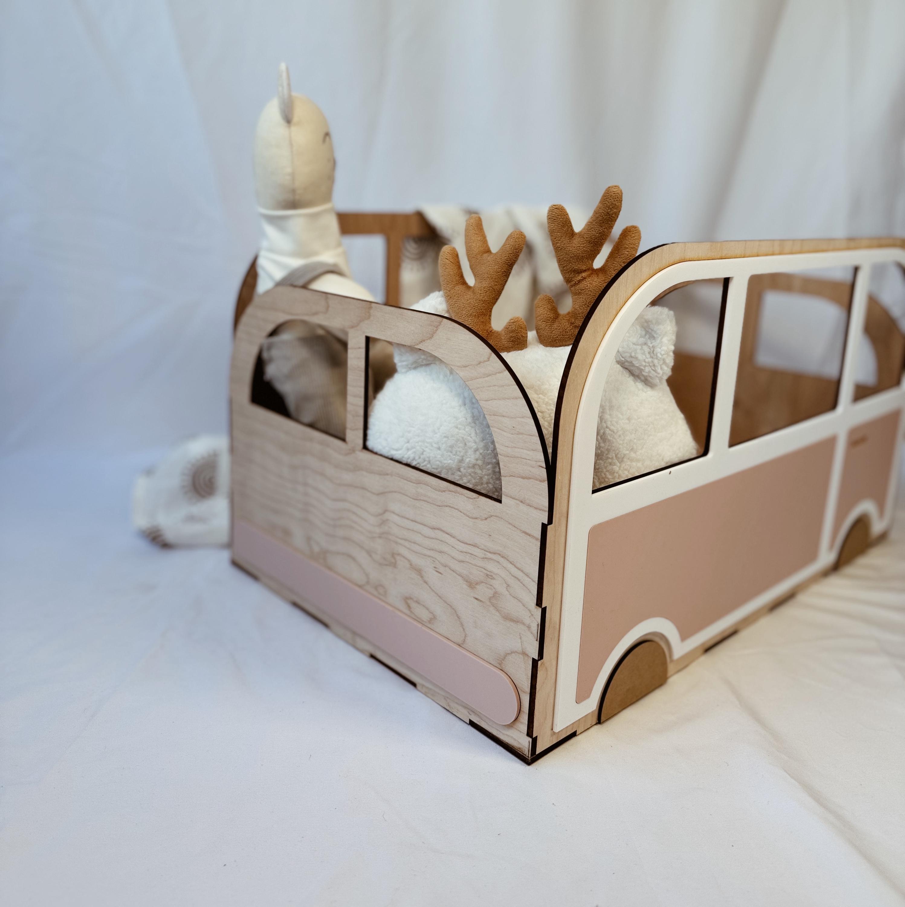Custom Groovy Bus Shaped Storage, Baby Toy Box, Custom Name Nursery Toy ...