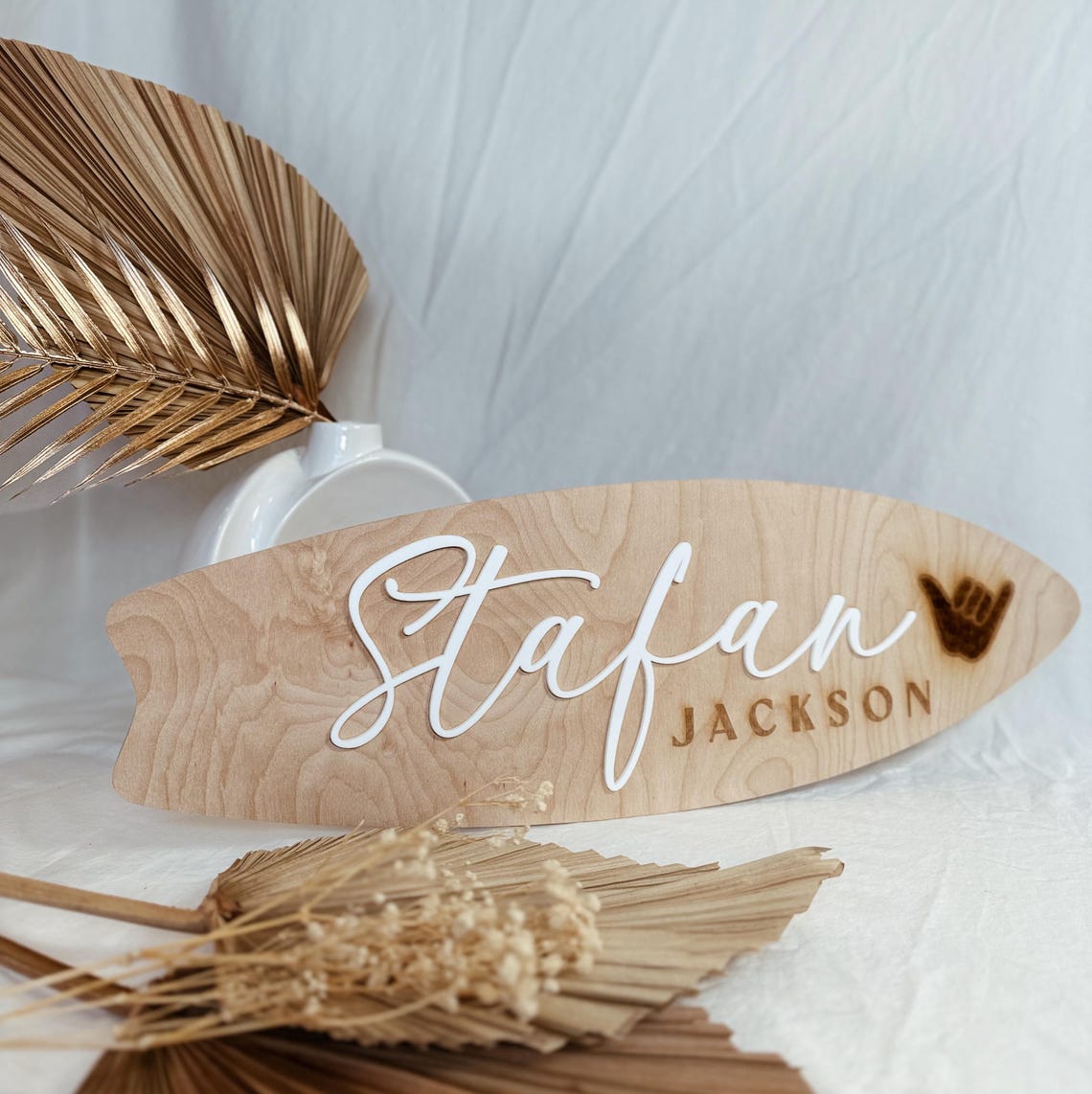 Surfboard Name Sign, 3D Nursery Wooden Name, Custom Ocean Name Sign ...