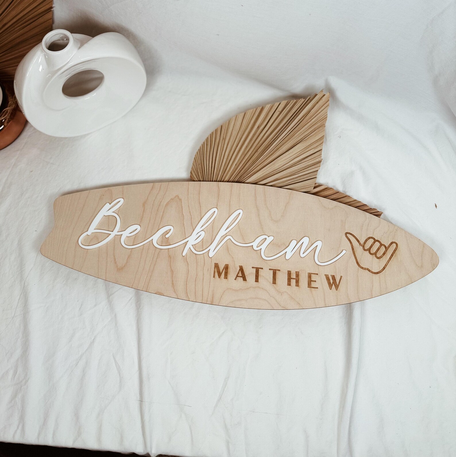 Surfboard Name Sign, 3D Nursery Wooden Name, Custom Ocean Name Sign ...