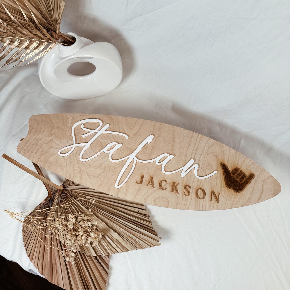 Surfboard Name Sign, 3D Nursery Wooden Name, Custom Ocean Name Sign ...