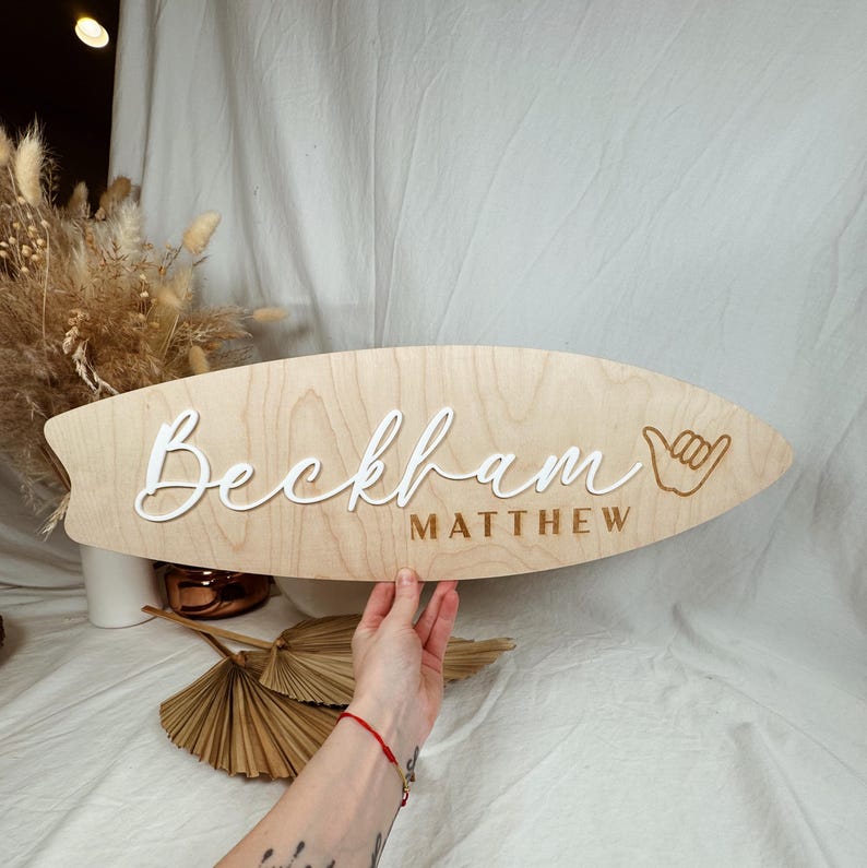 Surfboard Name Sign, 3D Nursery Wooden Name, Custom Ocean Name Sign ...