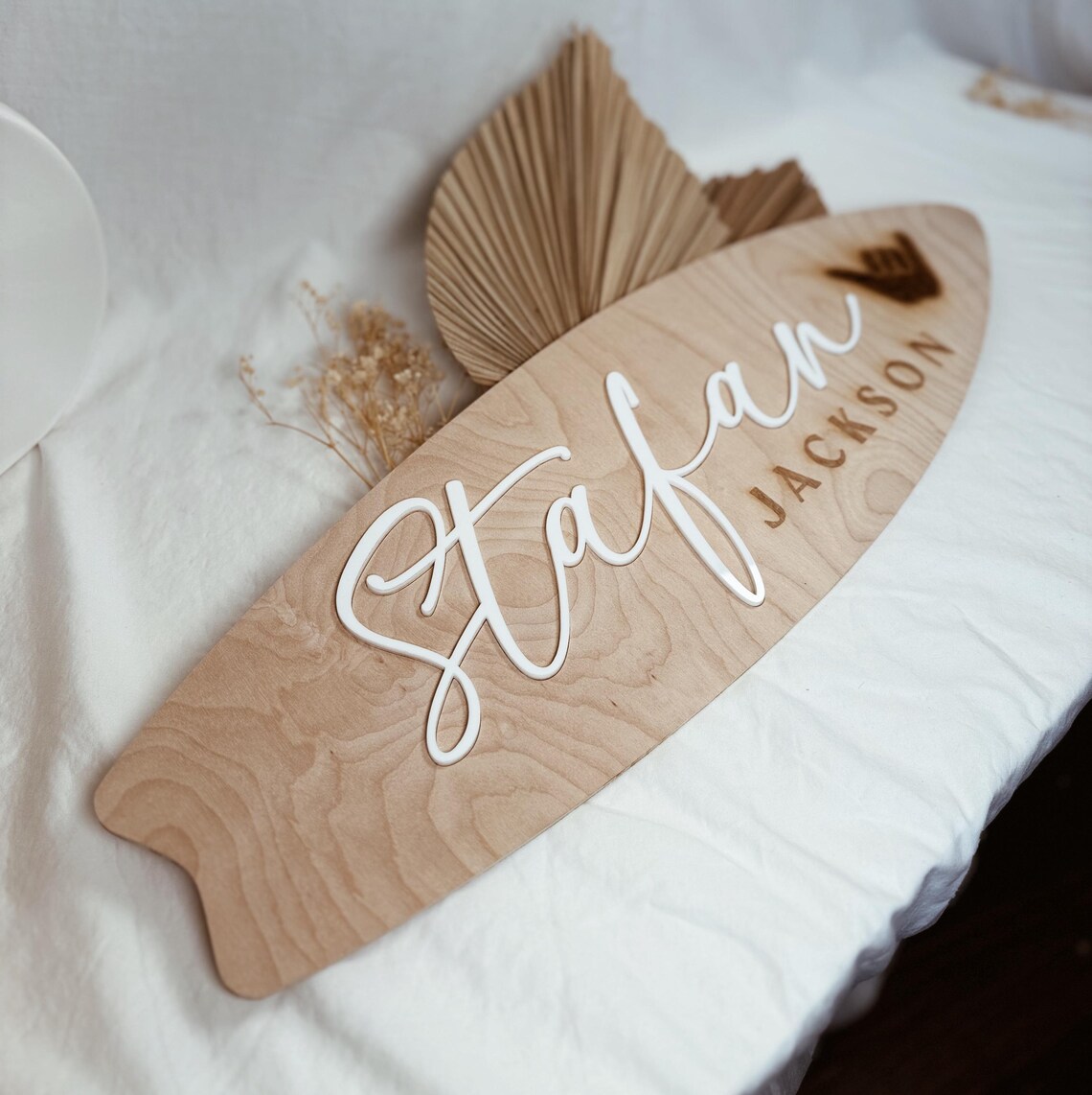 Surfboard Name Sign, 3D Nursery Wooden Name, Custom Ocean Name Sign ...