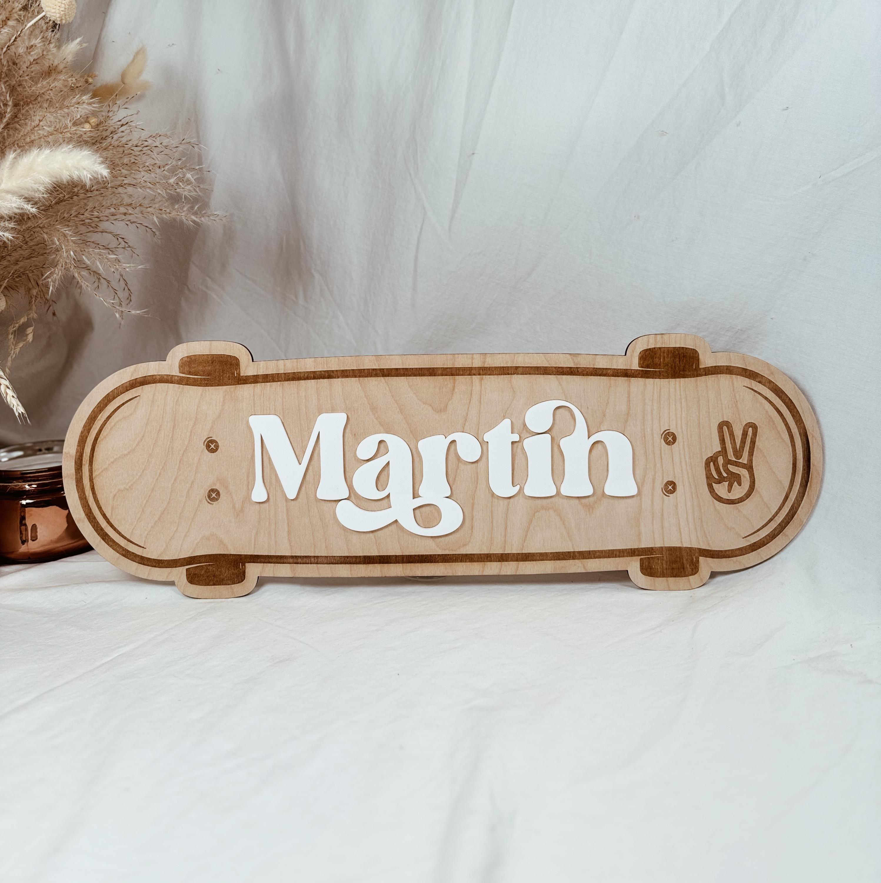 Skateboard Name Sign, 3D Custom Wooden Name, Skateboarding Room Decor ...