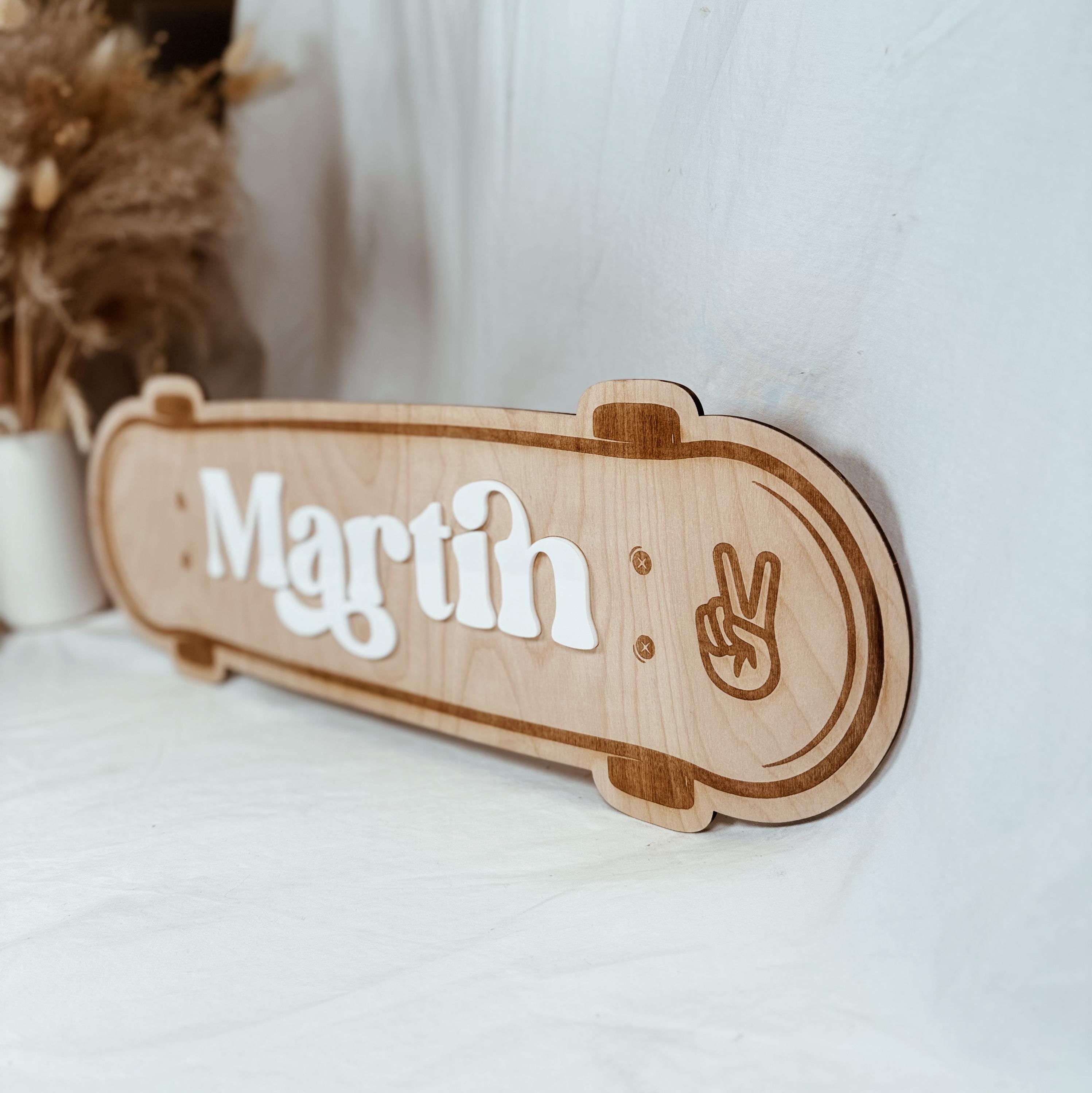 Skateboard Name Sign, 3D Custom Wooden Name, Skateboarding Room Decor ...