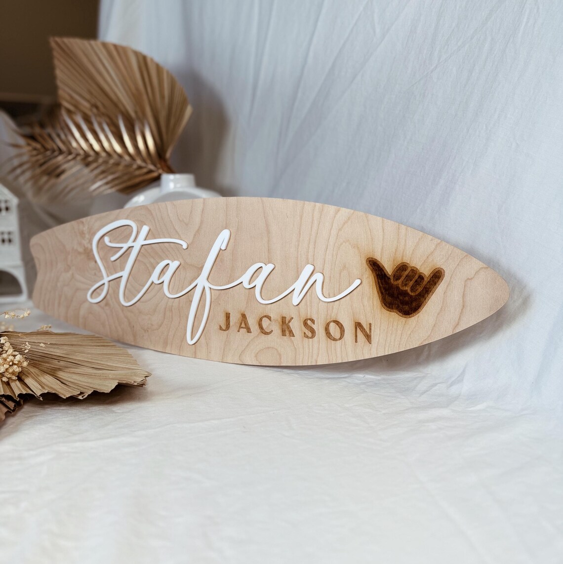 Surfboard Name Sign, 3D Nursery Wooden Name, Custom Ocean Name Sign ...