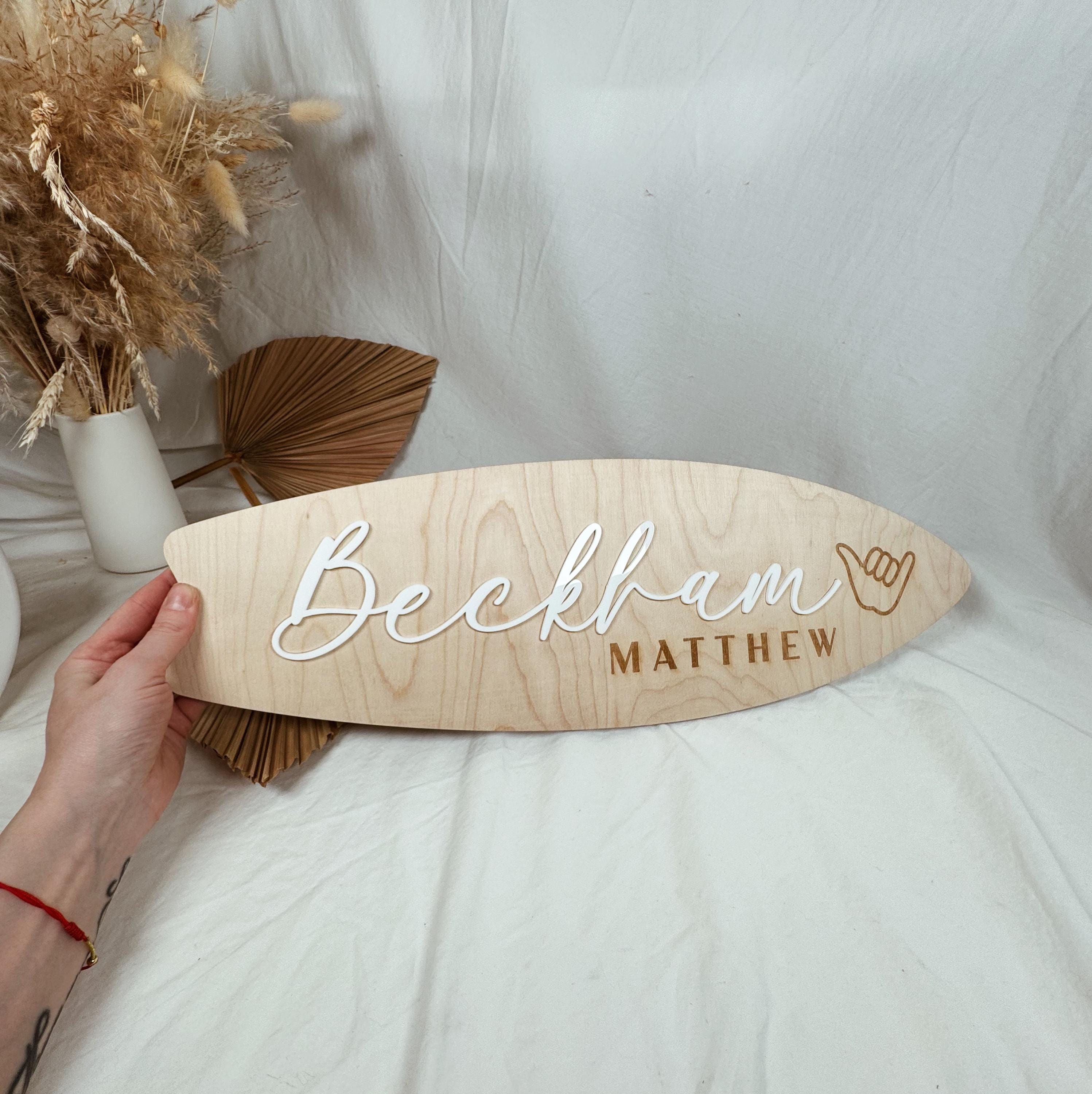Surfboard Name Sign, 3D Nursery Wooden Name, Custom Ocean Name Sign ...