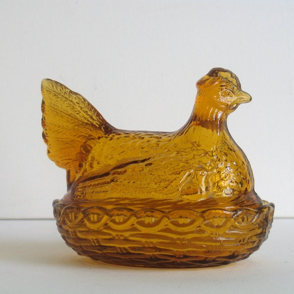 Amber Glass Hen - Etsy