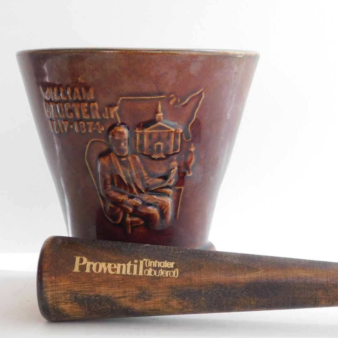 Ceramic Mortar and Pestle With Wooden Pestle William J. Procter, Jr ...