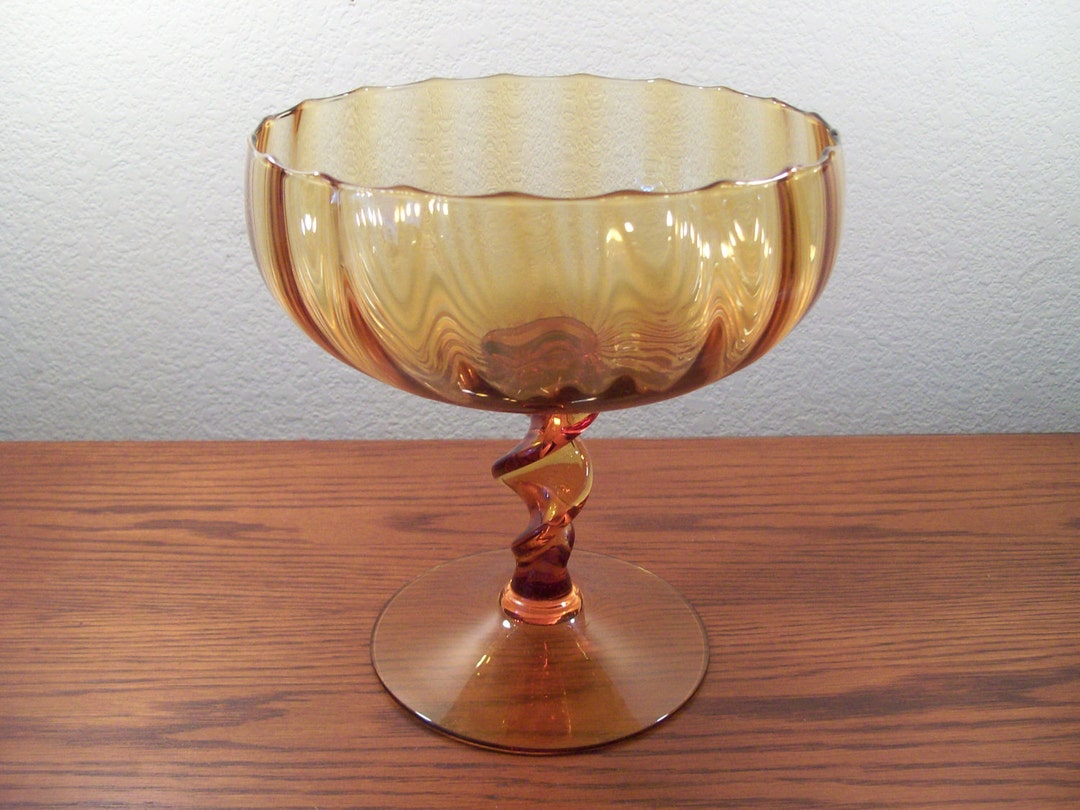 Compote Glass Amber Compote/candy Dish With Twisted Stem - Etsy