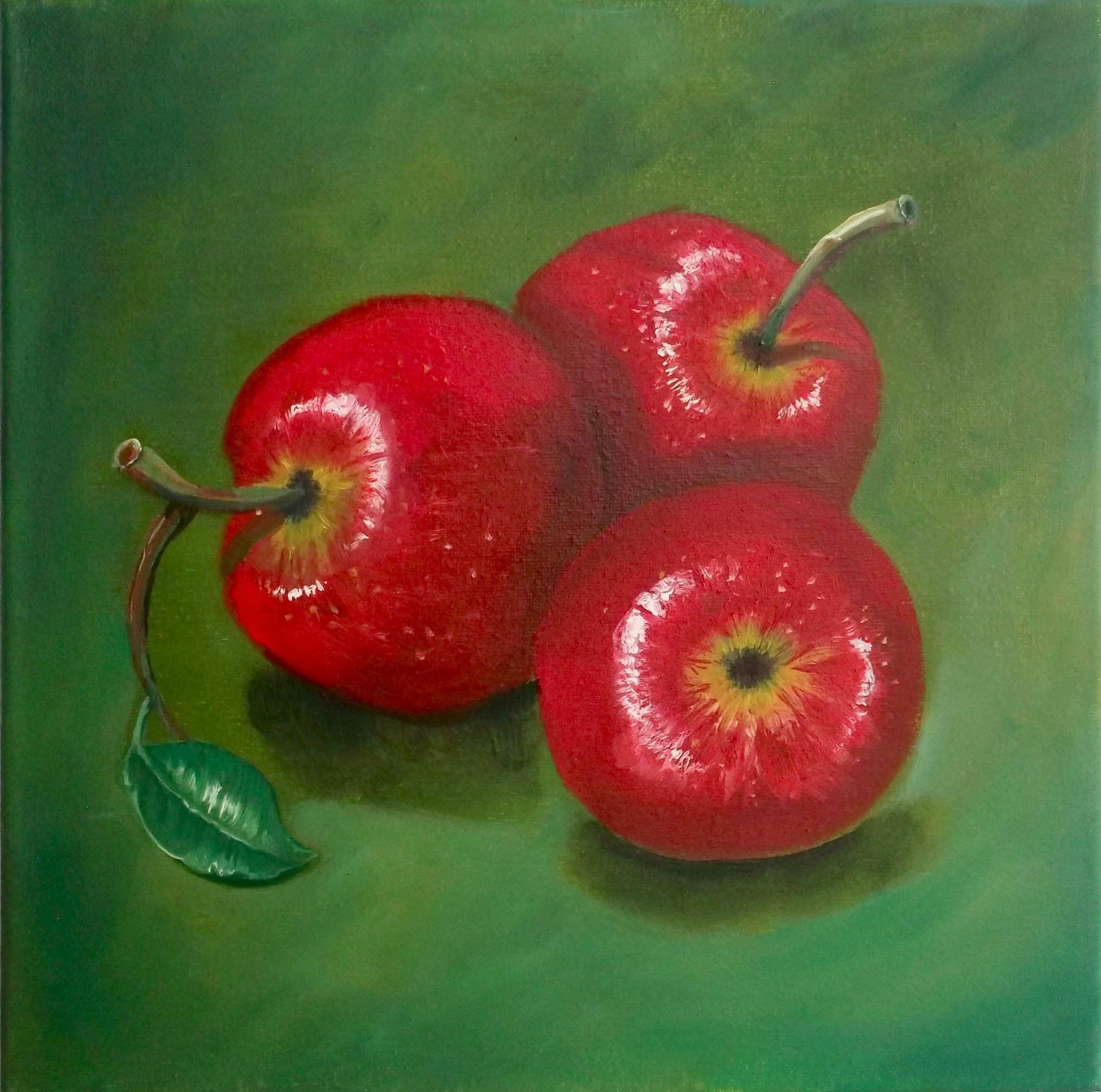 Apples Original Oil Still Life Painting Oil on Canvas 12" X 12" 'apple ...