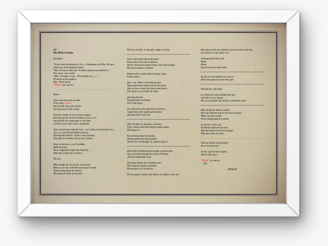 The Witch of Beldam - Poem [digital Dl] + Bonus [optional Print] - Etsy