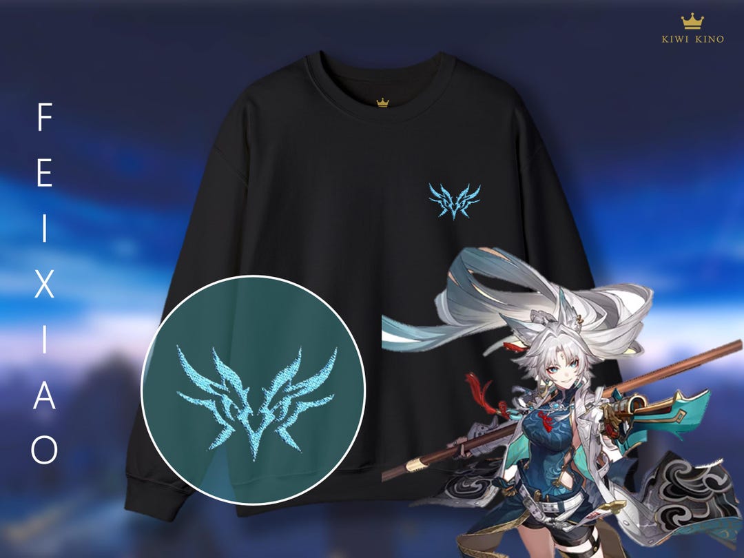 Embroidered Honkai Star Rail Feixiao Unisex Heavy Crewneck Sweatshirt ...