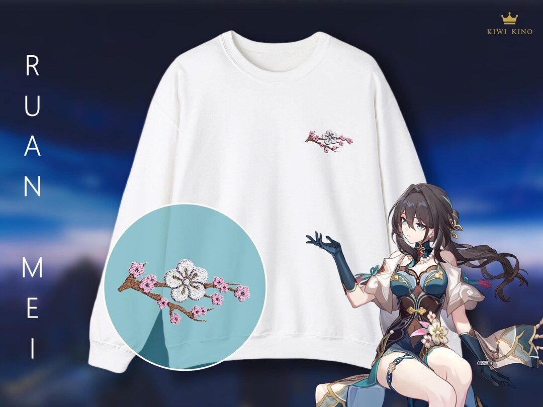 Embroidered Honkai Star Rail Ruan Mei Unisex Heavy Crewneck Sweatshirt ...