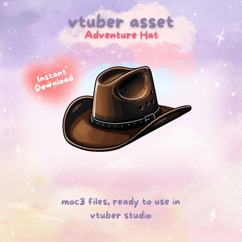 Vtuber Asset Rigged Cute Cowboy Hat or Adventure, Premade Assets, Hat ...