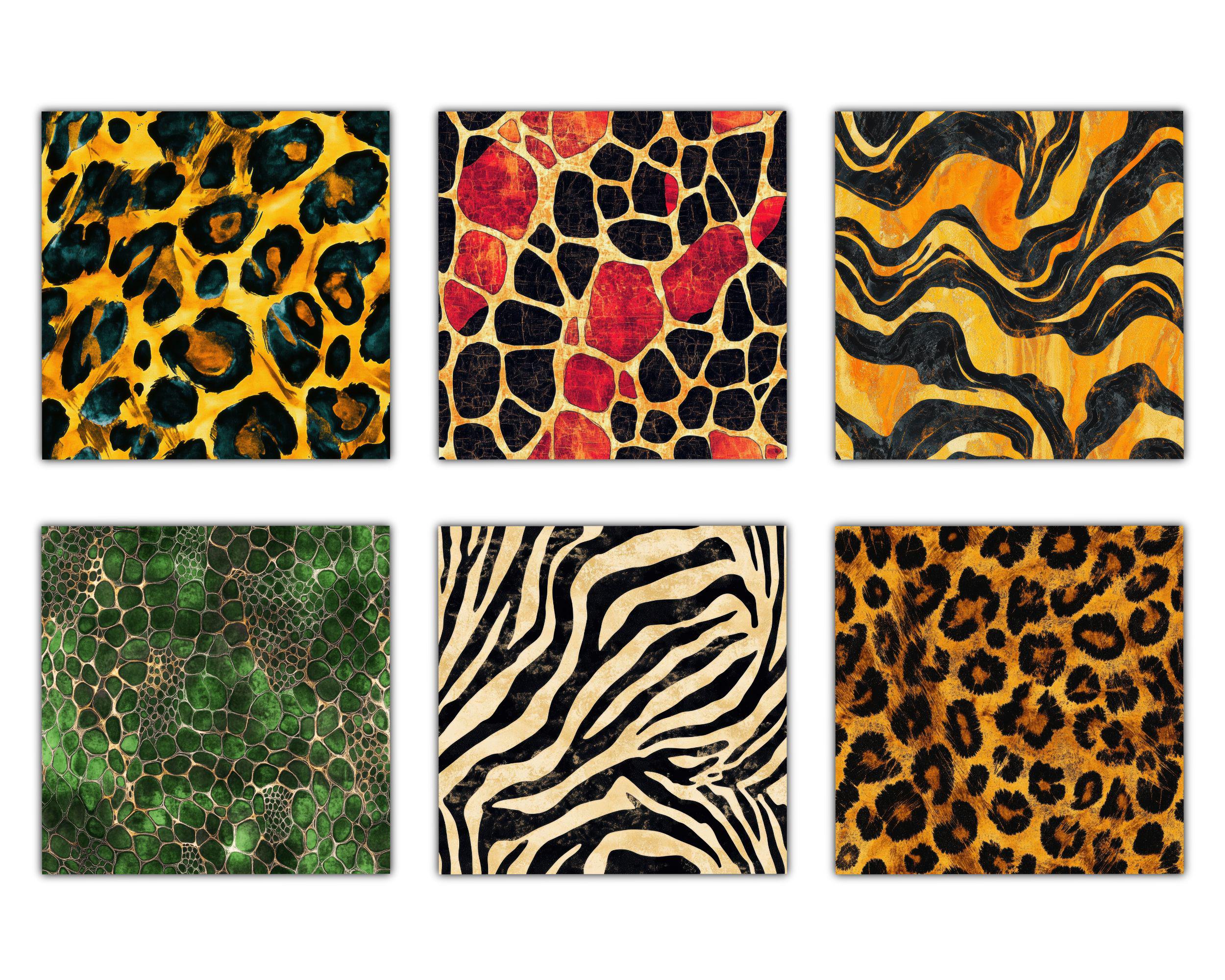 Batik Animal Print Digital Paper | Leopard, Zebra, Tiger (digital ...