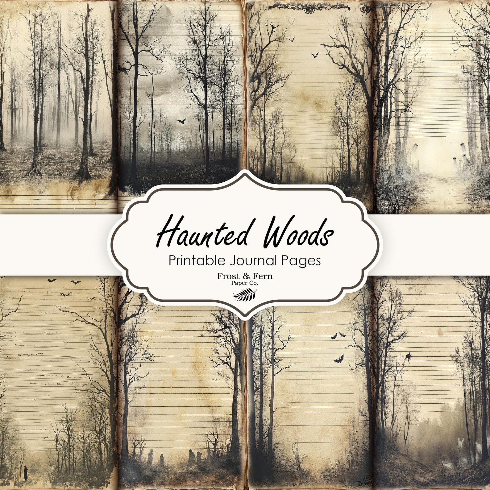 Haunted Woods Junk Journal Pages | Spooky Forest Ghost Journal ...