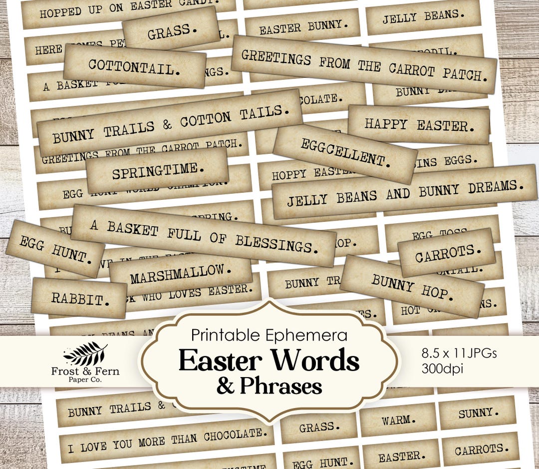 Easter Words & Phrases | Ephemera for Junk Journals and Scrapbooking ...