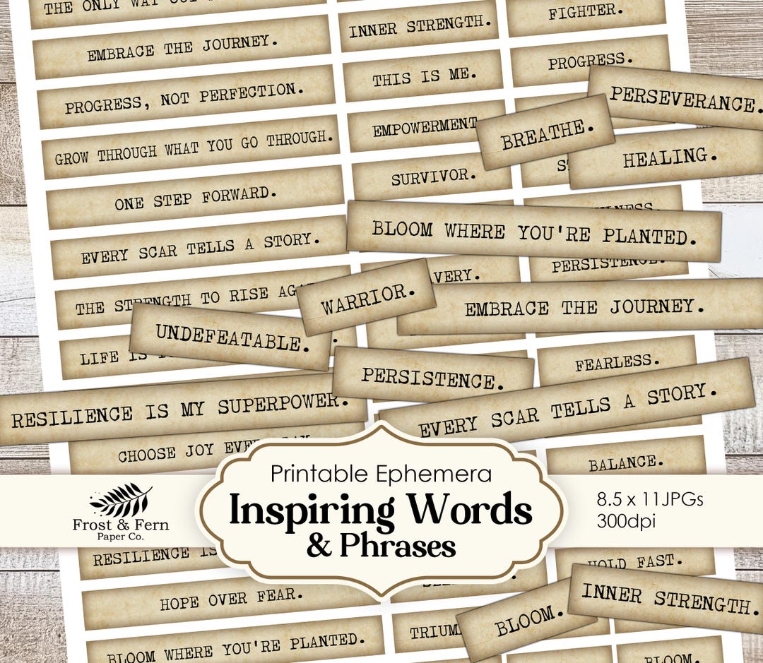Inspirational Words & Phrases | Ephemera for Junk Journals and ...