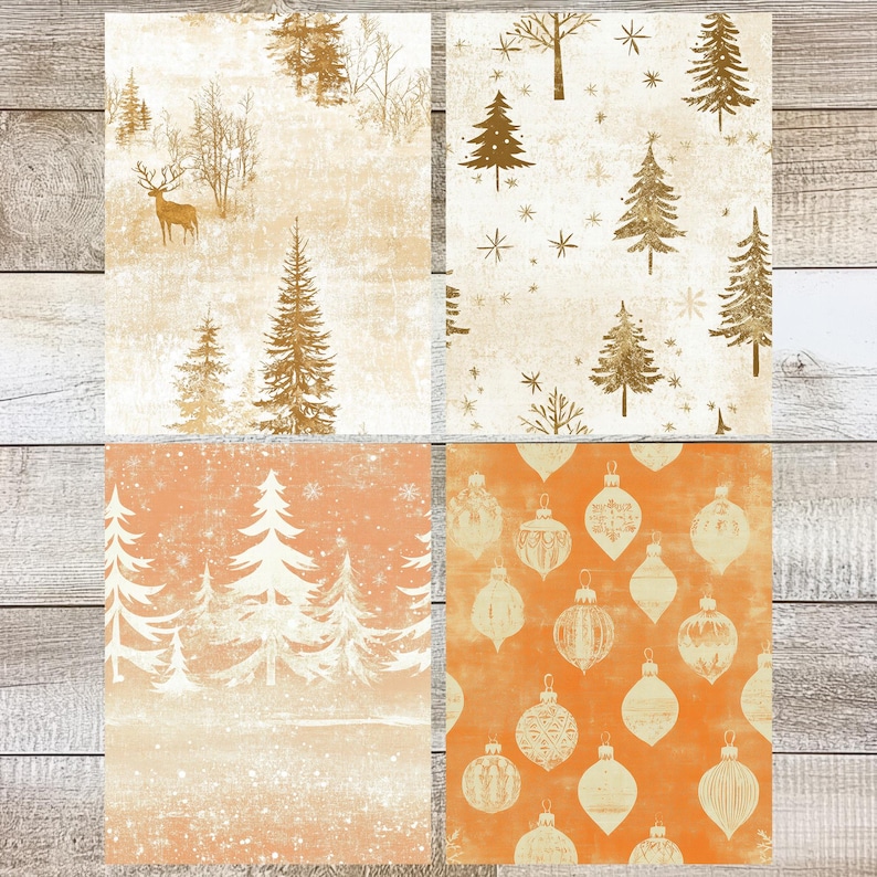 Monochrome Christmas Digital Papers | Holiday | Pastel | Junk Journal ...
