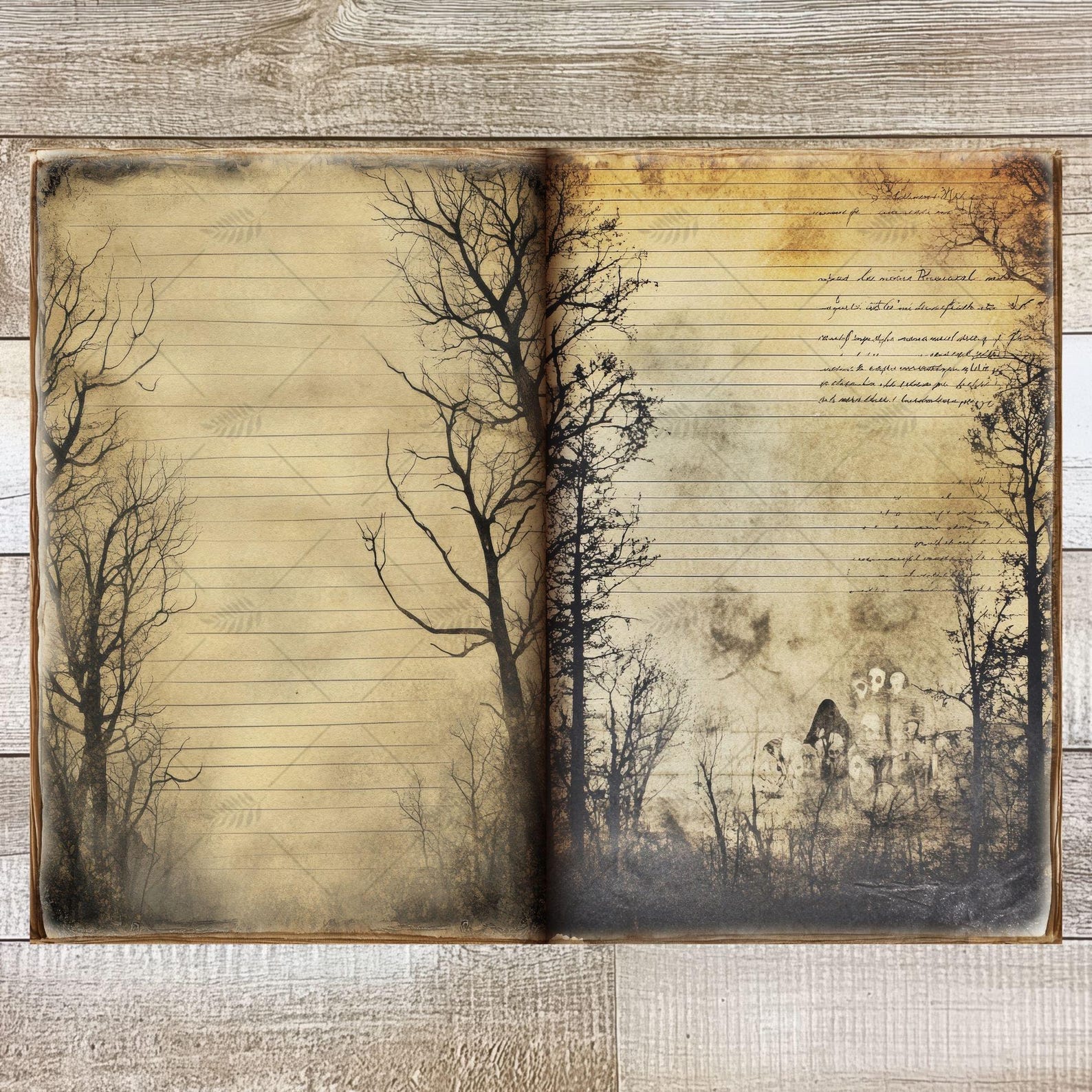 Haunted Woods Junk Journal Pages | Spooky Forest Ghost Journal ...