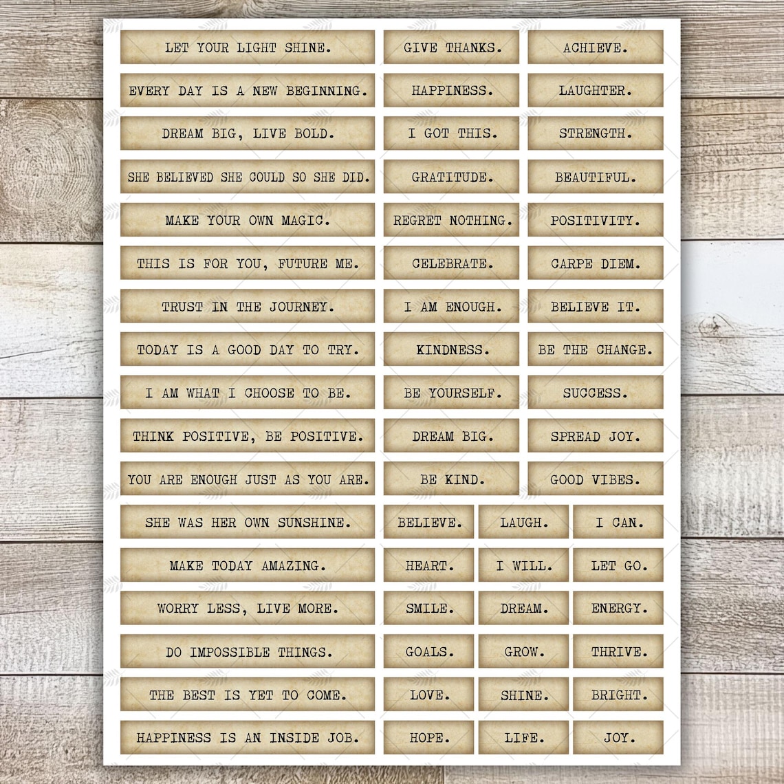 Positive Words & Phrases | Ephemera for Junk Journals and Scrapbooking ...