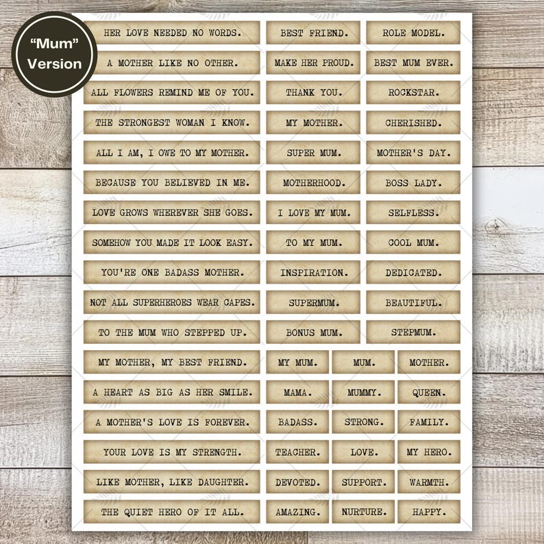 Mother's Day Journal Words | Phrases Ephemera | Mom Scrapbook Quotes ...