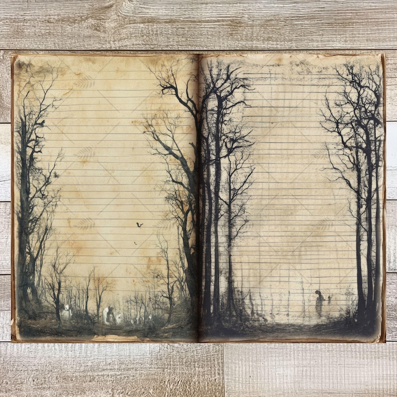 Haunted Woods Junk Journal Pages | Spooky Forest Ghost Journal ...